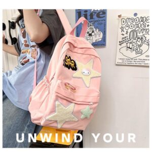 Cute Backpack for Women Men, Kawaii Y2K Grunge Trendy Harajuku Hiking Travel Backpack Aesthetic Daypack Chic Backpack (pink)