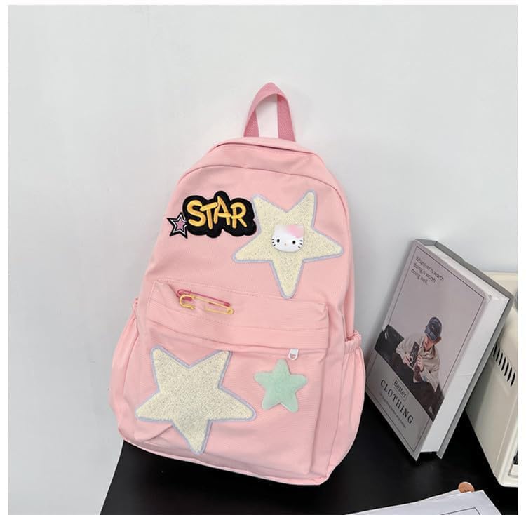 Cute Backpack for Women Men, Kawaii Y2K Grunge Trendy Harajuku Hiking Travel Backpack Aesthetic Daypack Chic Backpack (pink)