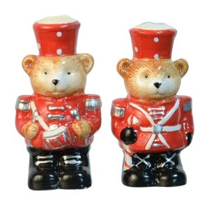 christmas bear nutcracker soldiers holiday salt and pepper shaker set, ceramic, 3.25 inches high