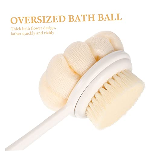 Hemoton Long Handle Bath Brush Bath Back Brush Body Loofah Body Scrub Sponge Dry Brush Back Scrub Brush Shower Loofah on a Stick or White Bath Brushes for Shower Dual-Sided Bath Brush Soft