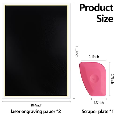 Frddiud Laser Engraving Marking Color Paper, 2 PCS Black Marking Paper, 15.3" x 10.4" Laser Engraving Paper for Fiber Laser Marking and Engraving, Laser to Engrave on Metal, Ceramics, Glass (Black)