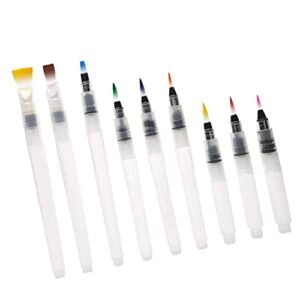 coheali water brush pen 9 pcs water soluble colored pencils water coloring brush pen painting pen fountain pen flat pen watercolor brush white solid water brush pen ink pen set