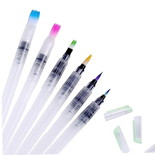 COHEALI Water Brush Pen 9 Pcs Water Soluble Colored Pencils Water Coloring Brush Pen Painting Pen Fountain Pen Flat Pen Watercolor Brush White Solid Water Brush Pen Ink Pen Set