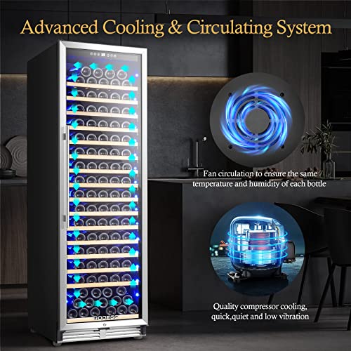 BODEGA 24 Inch Wine Cooler, 176 Bottles Large Capacity Frost Free Wine Fridge with Advanced Cooling Compressor for Red, Rose and Sparkling Wines,Built-in & Freestanding