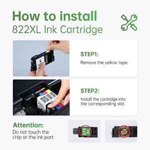 LEMERO 822XL Ink Cartridges Black Remanufactured for Epson 822XL 822 Ink Cartridges Combo Pack for Workforce Pro WF-3820 WF-4830 WF-4820 WF-4833 (2 Black for Epson 822XL Ink Cartridges Black)