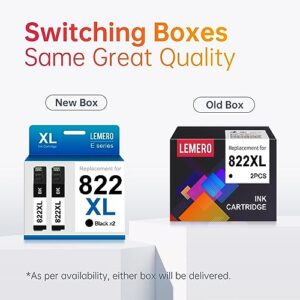 LEMERO 822XL Ink Cartridges Black Remanufactured for Epson 822XL 822 Ink Cartridges Combo Pack for Workforce Pro WF-3820 WF-4830 WF-4820 WF-4833 (2 Black for Epson 822XL Ink Cartridges Black)