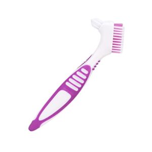 Denture Brush 2PCS Denture Toothbrushes Denture Cleaning Brush Double Sided Toothbrush with Multi Layered Bristles and Ergonomic Rubber Handle for Denture Care