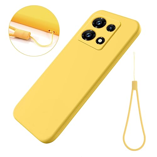 Case for Infinix Note 30 Pro, Silicone Protective Phone Case for Infinix Note 30 Pro with Silicone Lanyard, Slim Thin Soft Shockproof Cover for Infinix Note 30 Pro Silicone Case Yellow