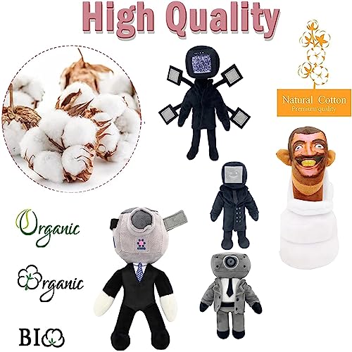 VAKUUM Skibidi Toilet Cameraman Surveillance Man, Sound Man, TV Man, Camera Man, Radio Man Bendy Plush Toys Animal Plushie Doll Gifts for Kids Fans Aldults Birthday(Color:Parasite Toilet Man)