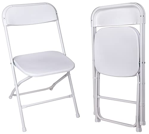 Signature Folding Plastic Chair with 500-Pound Capacity, White, 2-Pack