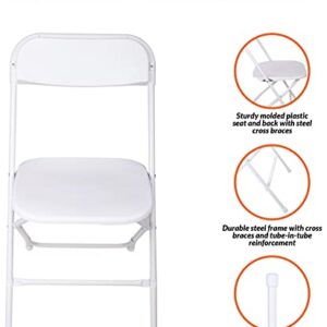 Signature Folding Plastic Chair with 500-Pound Capacity, White, 2-Pack