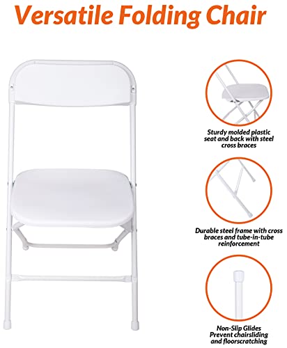 Signature Folding Plastic Chair with 500-Pound Capacity, White, 2-Pack