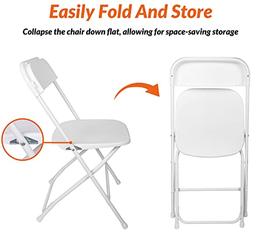 Signature Folding Plastic Chair with 500-Pound Capacity, White, 2-Pack