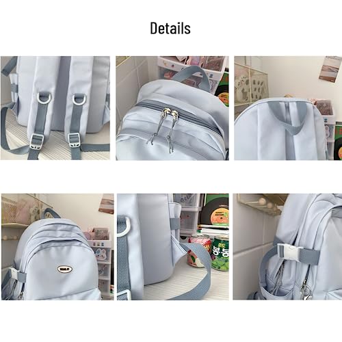 DUNBRI Kawaii Backpack with Cute Plush Pendant Aesthetic Casual Travel Work Backpack 36 to 55L (White)