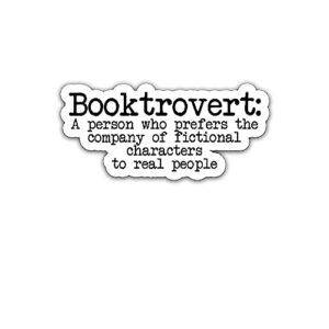 miraki booktrovert definition sticker, book lover sticker, book club sticker, reading sticker, water assitant die-cut vinyl bookish decals for laptop, phone, water bottles, kindle sticker