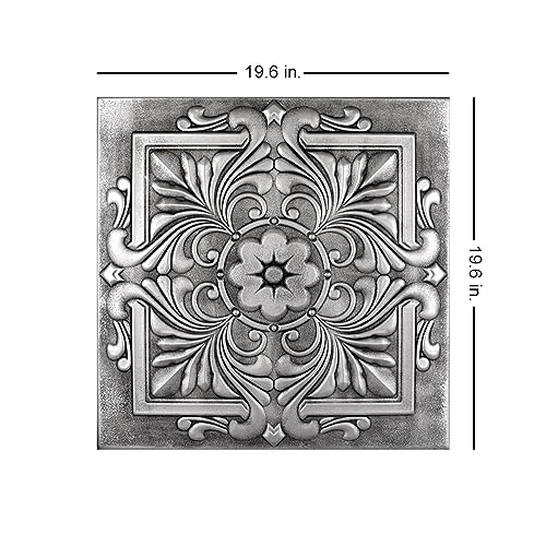 A La Maison Ceilings R14 Victorian Foam Glue-up Ceiling Tile (21.6 sq. ft./Case), Pack of 8, Antique Silver