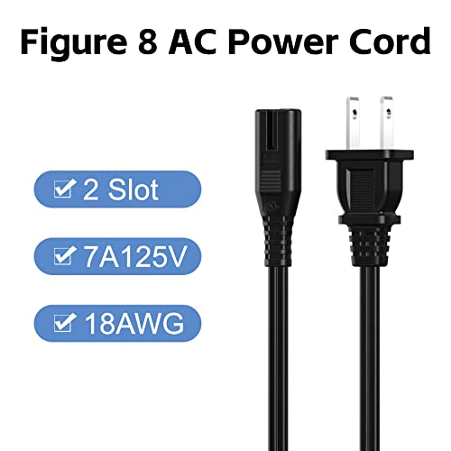 AC Power Cord 6FT(1 Pack), 2 Prong TV Power Cord, Power Supply Cable Replacement for Xbox One S, Xbox One X, Xbox Series X, PS3, PS4, PS5, Compatible for Printer, Monitor, Sound Bar, Game Console