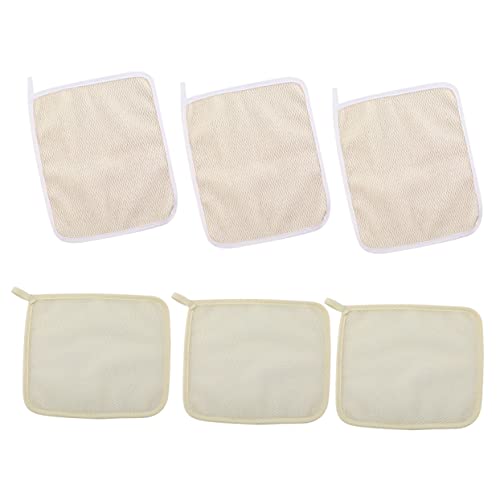 Exfoliating Bath Cloth 6pcs Body Towels Bath Loofah Facial Towel Bath Scrub Dual-Sided Exfoliating Skin Towel Beige Clothing Washcloth Scrubber Horny Scrub Bar Soft Bath Towels