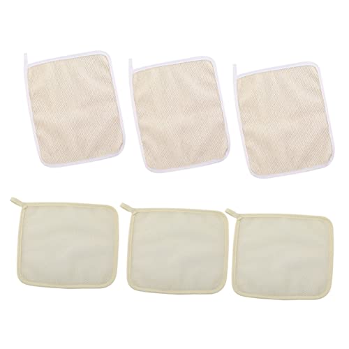 Exfoliating Bath Cloth 6pcs Body Towels Bath Loofah Facial Towel Bath Scrub Dual-Sided Exfoliating Skin Towel Beige Clothing Washcloth Scrubber Horny Scrub Bar Soft Bath Towels