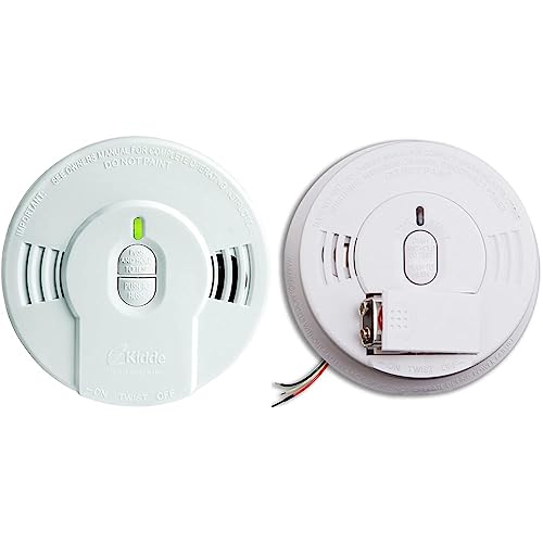 Kidde Smoke Detector, 10-Year Battery & Smoke Detector, Hardwired Smoke Alarm with Battery Backup, Front-Load Battery Door, Test-Silence Button, White