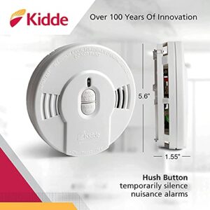 Kidde Smoke Detector, 10-Year Battery & Smoke Detector, Hardwired Smoke Alarm with Battery Backup, Front-Load Battery Door, Test-Silence Button, White