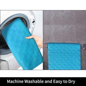 Non-Slip Bathtub Mat,Soft Rubber Anti-Slip Bath Shower Mat with Suction Cups, 37×14 Inch Bath Tub Mats for Bathroom,Machine Washable Shower Mats,Sky-Blue Fast Draining, Dots Design