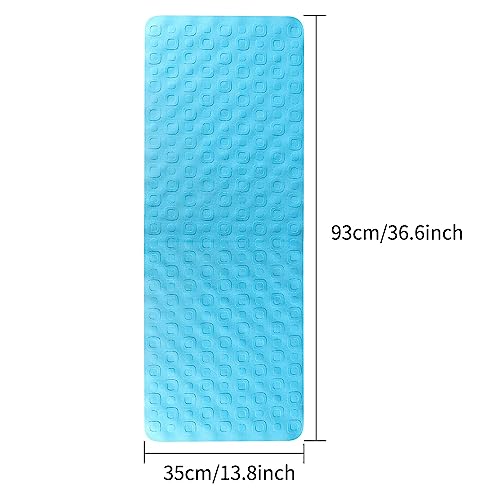 Non-Slip Bathtub Mat,Soft Rubber Anti-Slip Bath Shower Mat with Suction Cups, 37×14 Inch Bath Tub Mats for Bathroom,Machine Washable Shower Mats,Sky-Blue Fast Draining, Dots Design