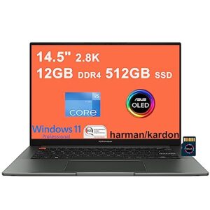 asus vivobook s 14x oled business laptop | 14.5" 2.8k oled 600nit 100% dci-p3 | 12th gen intel 12-core i5-12500h (>i7-11800h) | 12gb ddr4 512gb ssd | backlit thunderbolt win11 gray + 32gb microsd card