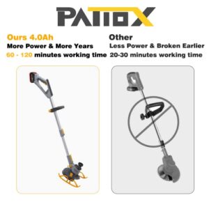 PATIOX Weed Wacker Cordless, Electric Handhold Lawn Mower Rechargeable, One 4.0 Ah Battery Powered Weed Whacker, Grass Trimmer with Blade (One 4.0Ah Battery 1)