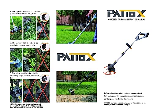 PATIOX Weed Wacker Cordless, Electric Handhold Lawn Mower Rechargeable, One 4.0 Ah Battery Powered Weed Whacker, Grass Trimmer with Blade (One 4.0Ah Battery 1)