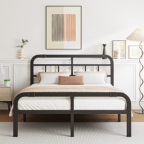 Cleaniago 14 Inch High King Size Bed Frame with Headboard and Footboard, 14 Inch High, Steel Slats with 3000lbs Support, No Box Spring Needed, Noise Free,Easy Assembly, Black