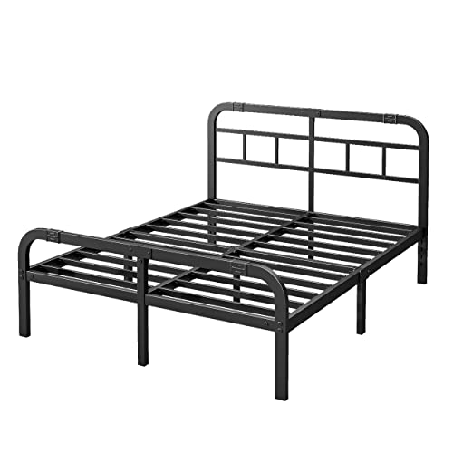 Cleaniago 14 Inch High King Size Bed Frame with Headboard and Footboard, 14 Inch High, Steel Slats with 3000lbs Support, No Box Spring Needed, Noise Free,Easy Assembly, Black