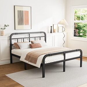 Cleaniago 14 Inch High King Size Bed Frame with Headboard and Footboard, 14 Inch High, Steel Slats with 3000lbs Support, No Box Spring Needed, Noise Free,Easy Assembly, Black