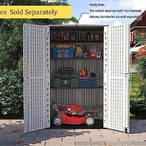 HOMSPARK Outdoor Storage Shed, 53 Cu.ft Outdoor Storage Cabinet with Lockable Doors, Double Layer Resin Vertical Storage shed for Garden, Patio, Backyard, 4×2.5×6.6 FT