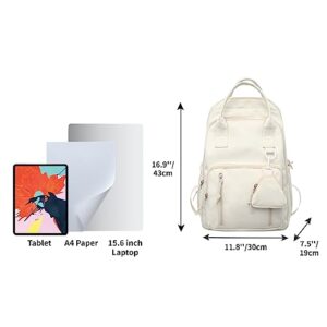 BILIPOPX Kawaii Backpack with Cute Accessories Aesthetic 15.6 Inch Laptop Backpack Pendant (White)