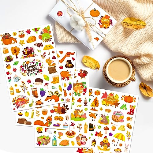 Fall Autumn Stickers 900 Counts Thanksgiving Fall Autumn Party Supplies Stickers Decals Water Bottle Scrapbook Laptop Calendar Planner Stickers Kids Boys Girls Birthday Party Gifts Decoration