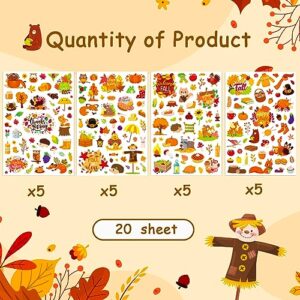 Fall Autumn Stickers 900 Counts Thanksgiving Fall Autumn Party Supplies Stickers Decals Water Bottle Scrapbook Laptop Calendar Planner Stickers Kids Boys Girls Birthday Party Gifts Decoration