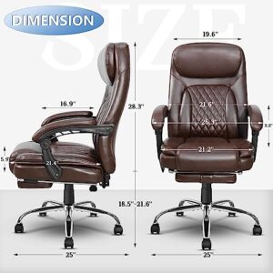 jamege 6 Point Massage Office Chair, PU Leather Office Chair with Heating Function, Ergonomic Vibrating Massage Office Chair with Footrest, Height Adjustable Reclining Executive Office Chair