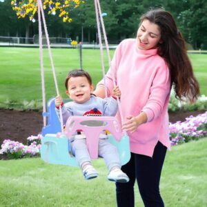 3 in 1 Kids Swing Seat, Infant Toddler Kids Secure Swing Seat Detachable High Back Swing Set for Playground Indoor Outdoor (Macaron Green)