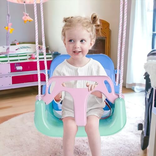 3 in 1 Kids Swing Seat, Infant Toddler Kids Secure Swing Seat Detachable High Back Swing Set for Playground Indoor Outdoor (Macaron Green)