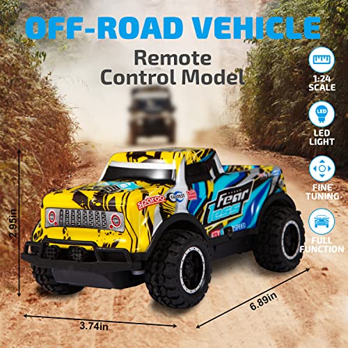 Remote Control Car, 1/24 Scale Light Up Racing Car Toys, RC Car for Kids with Cool Led Lights, Hobby RC Cars Toys Birthday Gifts for 3 4 5 6 7 8 Year Old Boys Girls