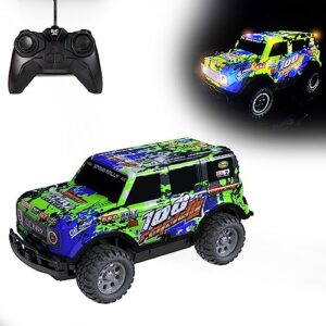 Remote Control Car, 1/24 Scale Light Up Racing Car Toys, RC Car for Kids with Cool Led Lights, Hobby RC Cars Toys Birthday Gifts for 3 4 5 6 7 8 Year Old Boys Girls