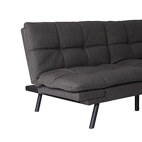 Futon Sofa Bed, Lounge Memory Foam Sleeper Couch, Foldable Couch Convertible Loveseat Sleeper Daybed with Adjustable Armrests for Modern Loveseat for Office, Apartment, Compact Living Room (Grey)