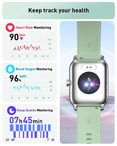 Gydom Smart Watches for Men Women with Alexa Answer/Make Calls, 1.8" Touch Screen Fitness Activity Tracker, IP68 Waterproof Heart Rate Sleep Monitor for iPhone Android Anniversary Birthday Gifts Green