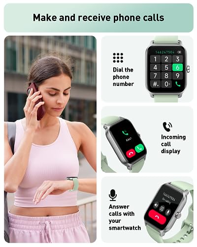 Gydom Smart Watches for Men Women with Alexa Answer/Make Calls, 1.8" Touch Screen Fitness Activity Tracker, IP68 Waterproof Heart Rate Sleep Monitor for iPhone Android Anniversary Birthday Gifts Green