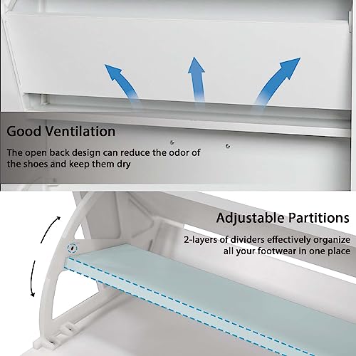 NOVAMAISON Shoe Cabinet for Entryway, Narrow Shoe Storage Cabinet with 2 Flip Doors and Shelf, Freestanding Shoe Organizer for Hallway, Bedroom, Apartment, White