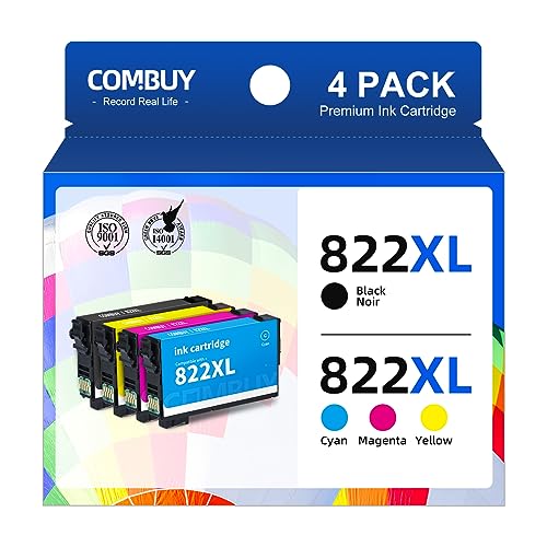 822XL Ink Cartridges Remanufactured Replacement for Epson 822XL 822 XL T822 T822XL for Workforce Pro WF-4830 Ink Cartridges WF-4820 WF-3820 WF-4833 WF-4834 Printer (Black, Cyan, Magenta, Yellow)