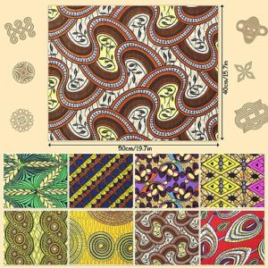 8 Pieces African Print Fabric 19.7x15.7inch/50x40cm Bohemian Ankara Ethnic Pattern Fat Quarters Fabric Bundle, Multicolored African Precut Patchwork for Face Covering Make Sewing DIY Quilting Supplies