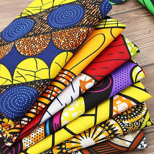 8 Pieces African Print Fabric 19.7x15.7inch/50x40cm Bohemian Ankara Ethnic Pattern Fat Quarters Fabric Bundle, Multicolored African Precut Patchwork for Face Covering Make Sewing DIY Quilting Supplies