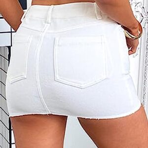 Justalwart Jean Skirt for Women White Denim Skirt (US 4-6)